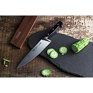 Cangshan TV2 Series 1022735 Swedish 14C28N Steel Forged 8-Inch Chef Knife and Wood Sheath Set