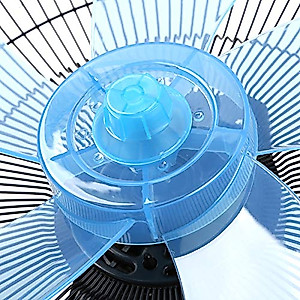 dPois Plastic Fan Blade Leaves Universal Household Standing Pedestal Fan Table Fanner Replacement Part with Nut Cover Sky Blue 16 Inch