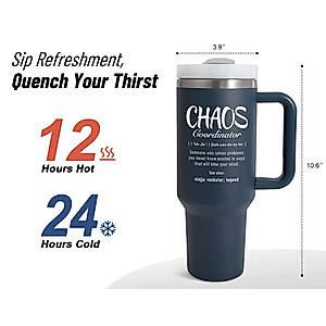 Chaos Coordinator Tumbler - Thank You Gift for Women, Boss Lady, Coworker, Mom, Manager, Teacher, Nurse - Birthday, Administrative Professional Day - 40oz Midnight Blue