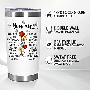 TEEZWONDER Christian Gifts for Women Faith - You Are Stainless Steel Insulated Coffee Tumbler With Lid 20 Oz - Mothers Day Birthday Inspirational Gifts for Women Mom Friends