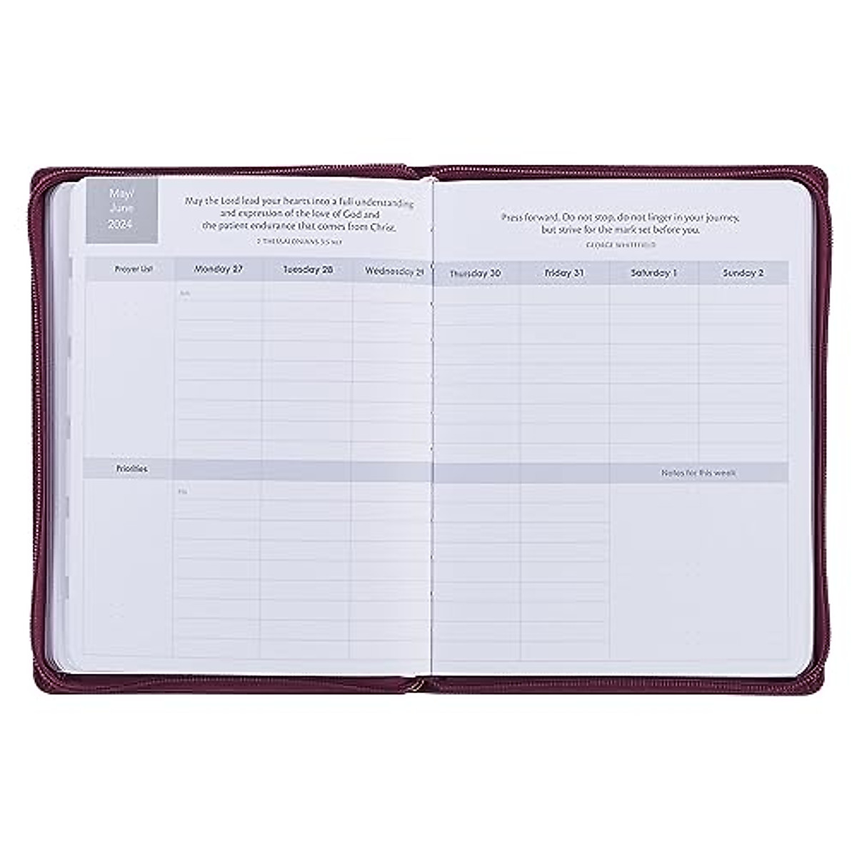 Christian Art Gifts 2024 18 Month Women's Vegan Leather Personal Planner Organizer w/Zipper Closure: Be Still & Know Inspirational Bible Verse, Daily, Weekly, Monthly Planning, Maroon Floral, Large