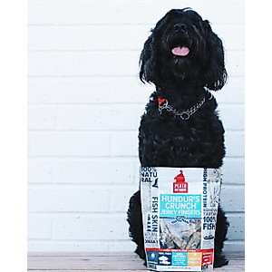PLATO Hundur's Crunch Fish Dog Treats Variety Pack, (1) Fish Jerky Fingers 3.5oz and (1) Fish Jerky Minis 3.5oz, 7oz Total