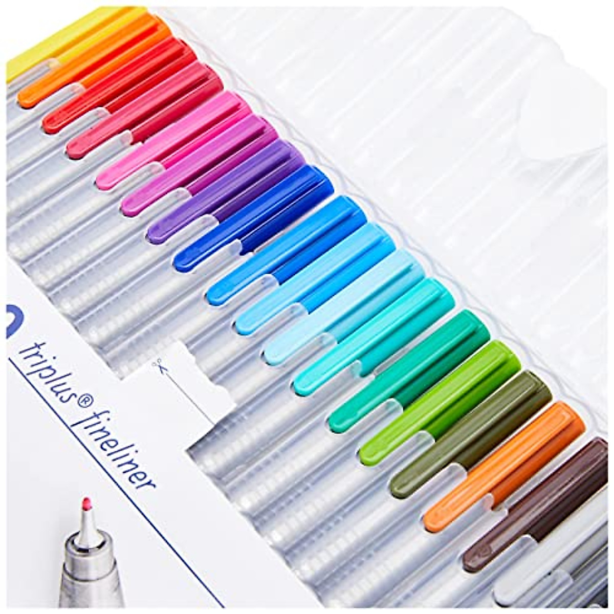 STAEDTLER triplus fineliner, 0.3mm metal-clad tip, ergonomic triangular barrel, for writing, drawing and coloring, set of 20 fineliners, 334 SB20