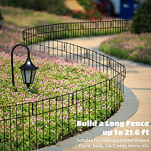 20 Pack Animal Barrier Fence: Decorative Garden Fence No Dig|Rustproof Metal Wire Fencing Border Animal Barrier for Dog Rabbits Ground Stakes Outdoor Yard Patio - Total Length 17 in(H) X 21.6 Ft(L)