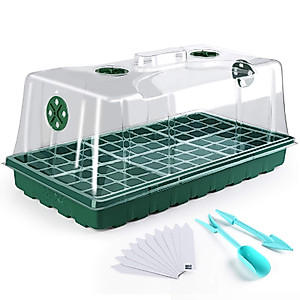 MIXC 5-Pack Strong Seed Starter Trays with Humidity Dome Plant Growing Tray Germination Seed Starting kit for Microgreens,Soil Blocks,Rockwool Cubes,Wheatgrass,Hydroponic,Fodder Systems, Heavy Duty