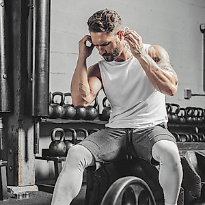 ZUEVI Men's Muscular Cut Open Sides Bodybuilding Tank Top(White-S)