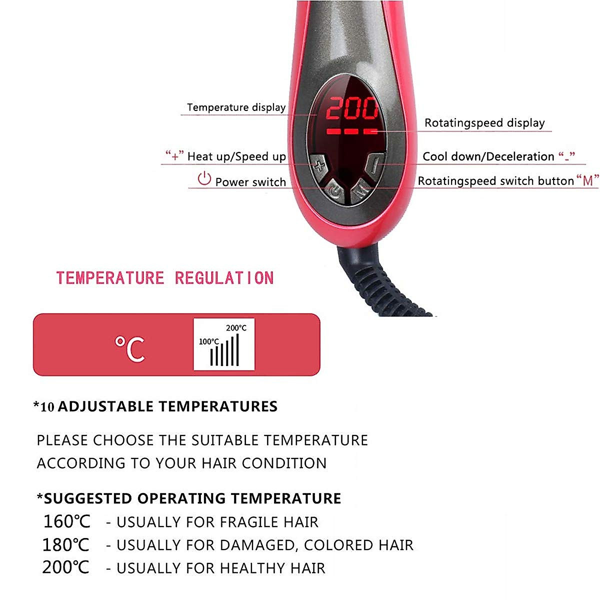 Automatic Hair Curling Iron 2 in 1 Hair Straightener Curler 1 to 1.2 Inch Spinning Hair Wand with Automatic Rotation for All Hiar Type Ceramic Flat Iron Auto Rotating Spiral（for Long Hair ONLY）