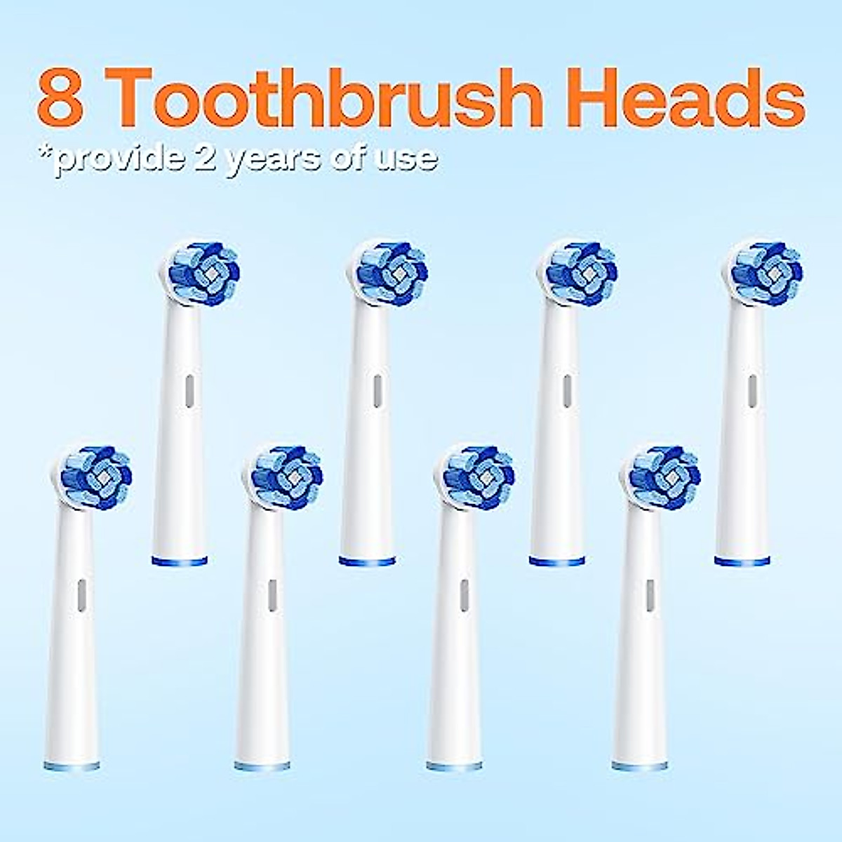 Bitvae R2 Rotating Electric Toothbrush for Adults with 8 Brush Heads, 5 Modes Rechargeable Power Toothbrush with Pressure Sensor, Coral Orange