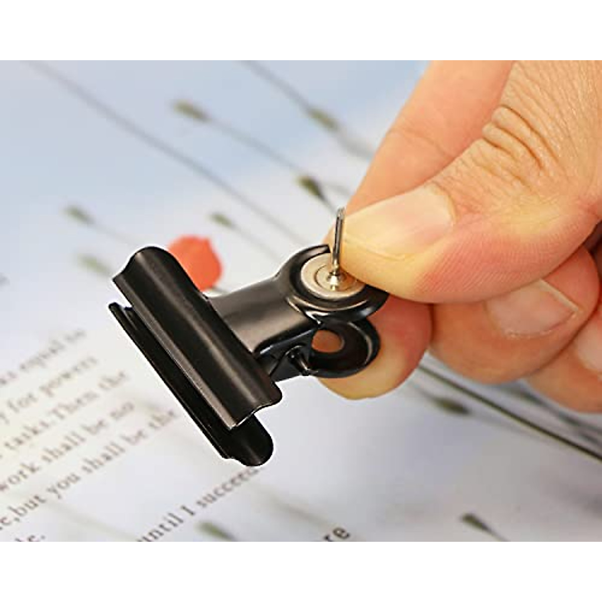 Tupalizy 15PCS Push Pins Clips Bulldog Thumbtack Clips for Bulletin Cock Board Wall Office School Home Cubicle Pictures Documents Notes Papers Calendars Photos Files Artworks Craft Projects (Black)