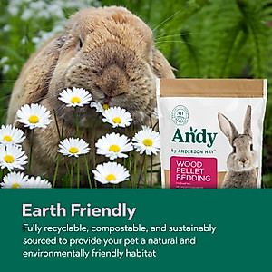 Andy Wood Pellet Bedding, 5 lb Bag, Premium Pine Pellets for Rabbits & Guinea Pig Bedding, Small Pets, Hamster, & Rabbit Litter