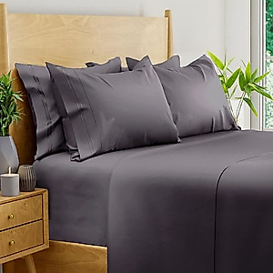 DREAMCARE King Sheets - Cooling Bed Sheets - 6pcs Set - King Size Sheets Set - King Sheet Set - King Size Sheets Soft & Long Lasting 100% Fine Brushed Polyester with Side Pocket - Gray