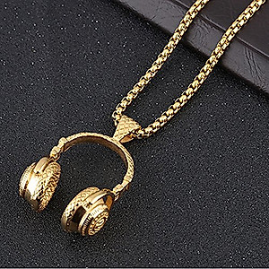 AKarrLili Headphones gold Necklace gold Music Pendant silver Hiphop Fashion chain with 23in chain