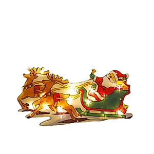 LED Christmas Lights Santa Claus Snowman Elk Window Suction Lights Christmas Lights Decorated Christmas Lights Indoor, Christmas Lights for House (Sleigh Santa (Large))