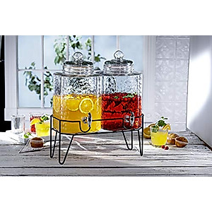 Style Setter Hamburg Dispensers with Stand (Set of 2), Glass, 1.5 Gallons Each