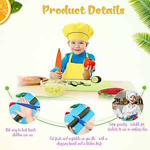 Yinkin 20 Pcs Kids Plastic Knife Set with Cutting Board Toddler Knife Tools, Including 10 Child Safe Knife 10 Kids Chopping Board Kids Cooking Utensils for Cooking Club, Preschool (Bright,Basic)