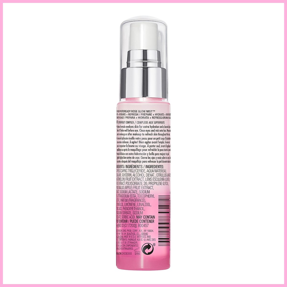 Revlon PhotoReady Rose Glow Mist Face Primer, Prep, Hydrate & Refresh Spray with Sheer Coverage, Infused with Nourishing Oils And Super Fruit Complex, 1.2 fl oz