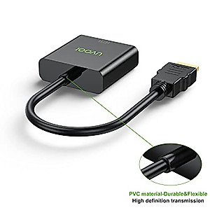 UVOOI HDMI to VGA Adapter, Not Bidirectional HDMI Male to VGA Female Converter 1080P@60Hz for Desktop, Laptop, PC, Projector, HDTV, and More