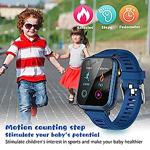 Retysaz Kids Smart Watch,24 Game Smart Watch for Kids, Fashion Smartwatches for Children 3-14 Great Gifts to Girls Boys (Blue)