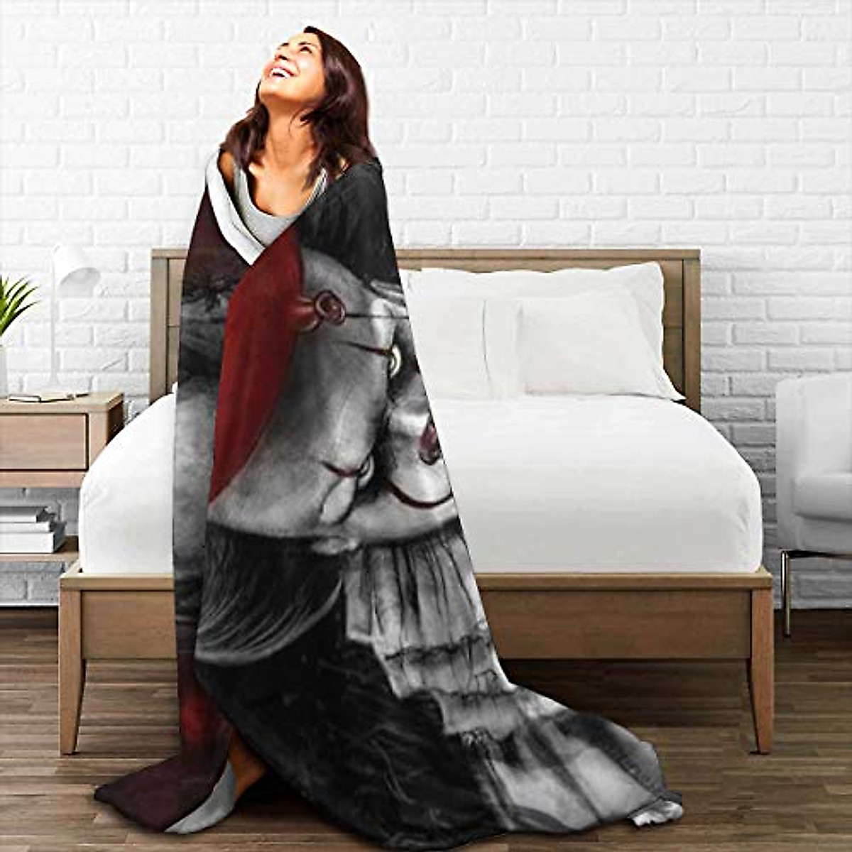 Fleece Sherpa Blanket, Pennywise, Throw Blankets - Soft Cozy Bed Blanket for Couch and Living Room Suitable for Fall Winter and Spring 60"X50"