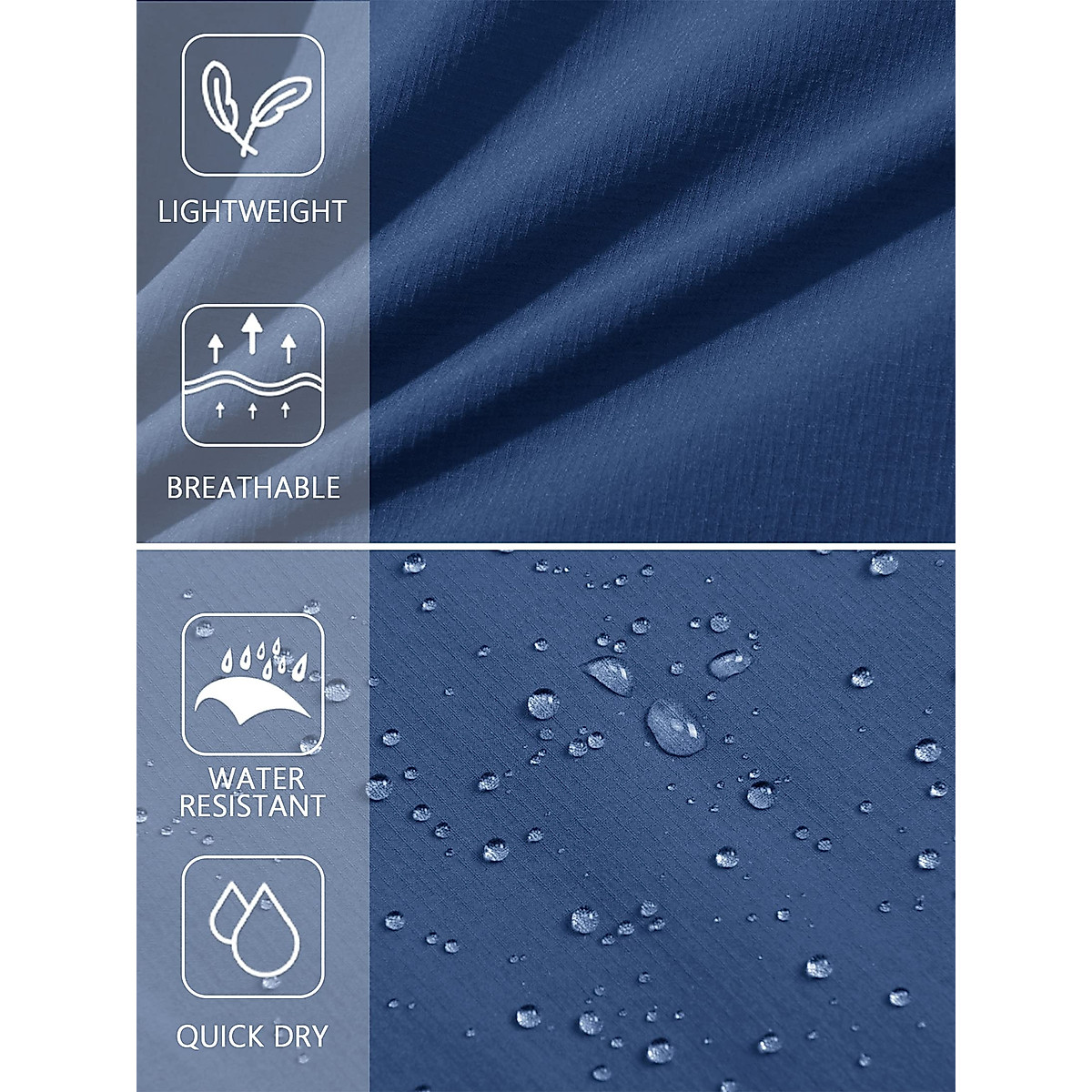 TACVASEN Mens Hiking Cargo Shorts Outdoor Casual Ligtweight Quick Dry Water Resistat Breathable Fishing Camping Shorts Blue, 36