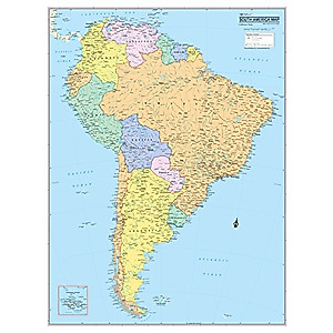 Cool Owl Maps South America Continent Wall Map - Rolled Paper (30"x40")