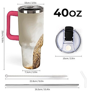 LLUTSNTH 40 Oz Vacuum Tumbler with Light Rose Red Handle Leakproof Insulated Tumbler Wild Meerkats Stainless Steel Travel Mug with Lid And Straw Coffee Cup Cute Water Bottles Cup Holder Friendly