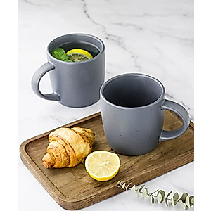 famiware Coffee Mugs Set of 4, 13oz Large Ceramic Coffee Mugs, Craft Spots Modern Coffee Mugs Set with handle for Tea Latte Cappuccino Milk Cocoa, Charcoal…