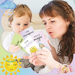 Leinuosen 48 Pcs Affirmation Cards Kids Daily Positive Affirmation Card Motivational Meditation Flash Cards Inspirational Quotes Cards with Encouragement for Christmas Kids Gifts(Boho Color)