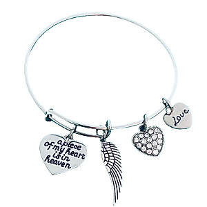 Infinity Collection Memorial Gifts for Loss of Mom Dad In Memory of Jewelry Sympathy Bracelet Bereavement A Piece of My Heart is in Heaven Engraved Grief Gifts for Women