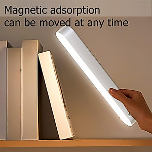 Ousam Led Desk Light Under Cabinet Lights Cordless Protable for Home Office with USB Charging Touch Magnetic for Books in Bed Study Table Built-in Rechargeable Battery (White)