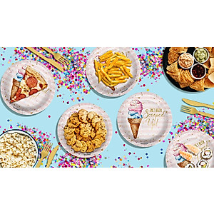She's Been Scooped Up Scoops Ice Cream Bridal Shower Party Supplies Large 9" Paper Plates in Bulk 32 Piece
