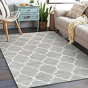 Lahome Moroccan Machine Washable Rug - 5x7 Area Rugs for Living Room Non-Slip Throw Large Grey Rugs for Bedroom Modern Trellis Carpet for Entryway Office Kitchen Dining Room Rug Decor (5'x7', Gray)