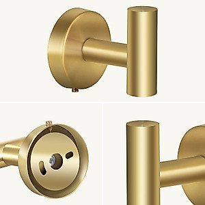 Augegel Towel Hooks Bathroom Coat Hook Robe Hook Stainless Steel Heavy Duty Door Hanger Towel Robe Clothes Cabinet Closet Sponges Wall Hook for Bathroom Bedroom Kitchen Hotel Pool 4 Packs (Gold)