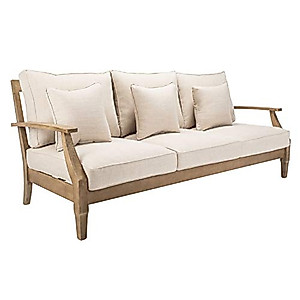SAFAVIEH Couture Patio Martinique Natural and White Wood Outdoor Sofa, Natural/White