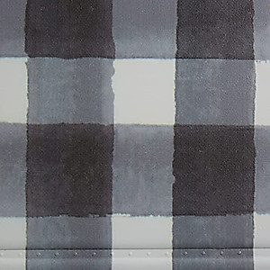 Home Dynamix Cat Cora Printed Embossed Gentle Step Buffalo Check French Country Kitchen Mat, Black/White, 19.6" x 39.3"