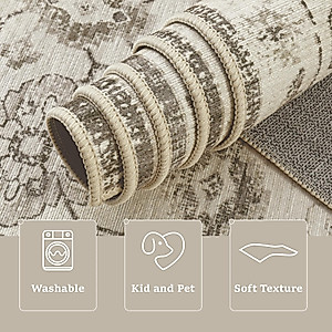 Diskoll Area Rug 2x3 Entryway Rug, Washable Indoor Door Mat, Low Pile Throw Rugs, Non-Slip Small Rug, for Entryway, Kitchen, Front Door Indoor Entrance, Entry, Bathroom, Kids Room(Beige)