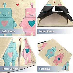 Y-DSIWX Guinea Pig Hideout House Bed, Vintage Retro Robot Couple Lover Rabbit Cave, Squirrel Chinchilla Hamster Hedgehog Nest Cage