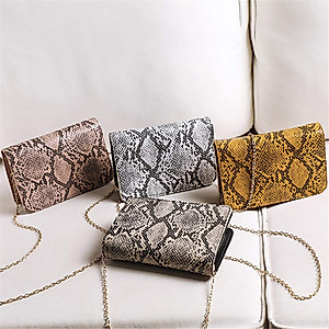Unique Snake Skin Magnetic Closure Crossbody Purse Shoulder Bag for Women & Girls (Yellow)