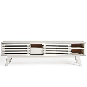 Modway Render Mid-Century Modern Low Profile 59 Inch TV Stand in White