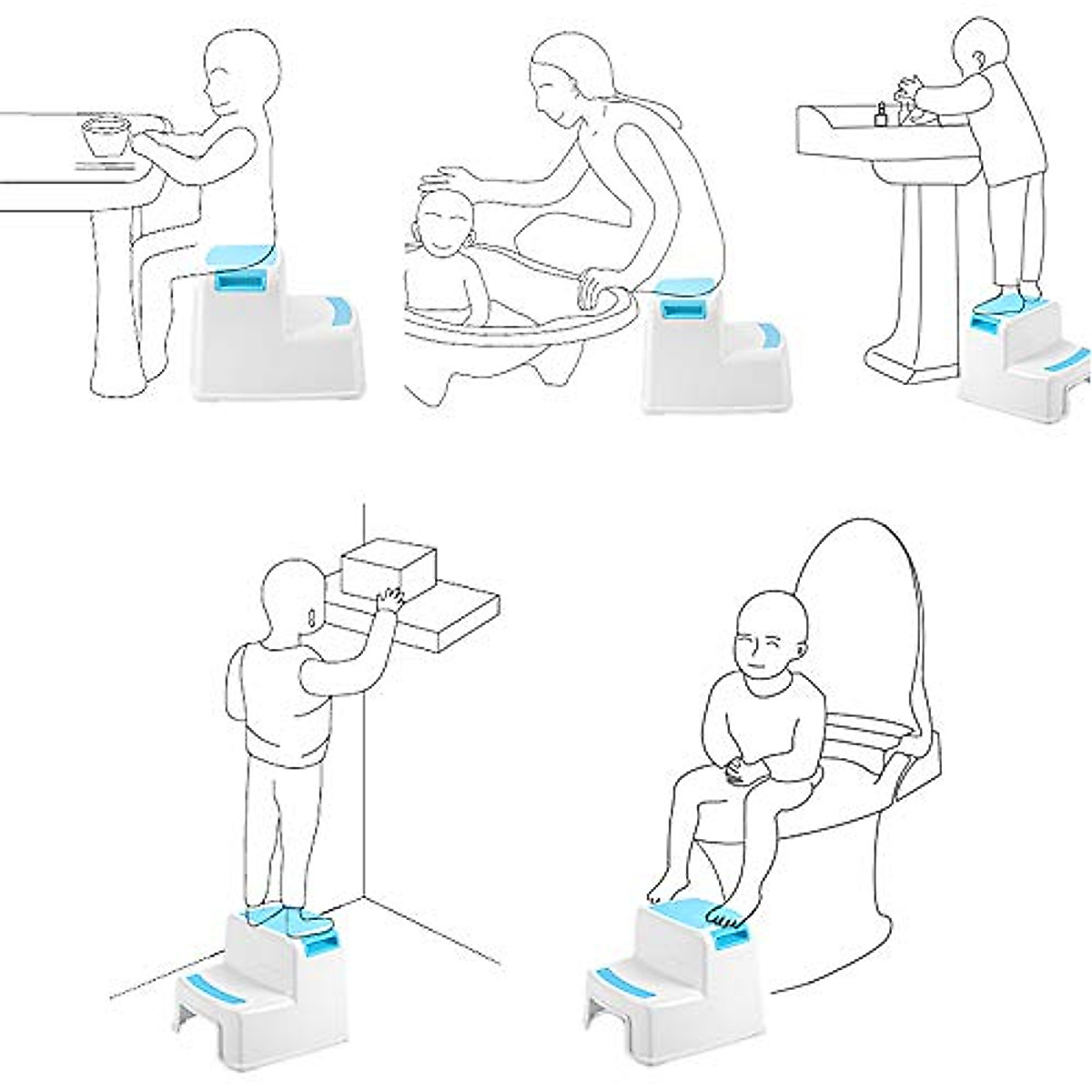 2 Step Stool for Kids(1 Pack, Drak Pink) - Toddler Step Stools for Toilet Potty Training, Bathroom and Kitchen - Slip Resistant Soft Grip for Safety, Stackable