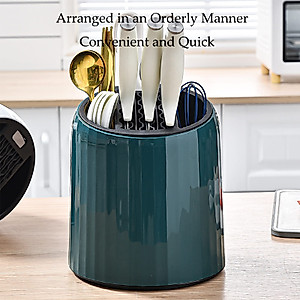 Knife Block Holder, Retrosohoo Round Universal Knife Block without Knives, Multifunctional Rotatable Kitchen Knife Holder Space Saver Organizer Detachable for Easy Cleaning (Green)