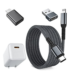 Basesailor 20W USB-C Power Adapter with 10FT Type C to Lightning Charger Cable,Apple MFI Certified iOS PD Fast Charging Cord and USB Converter for iPhone 11 12 13 14 Mini Pro Max,SE,AirPods,iPad 8 9