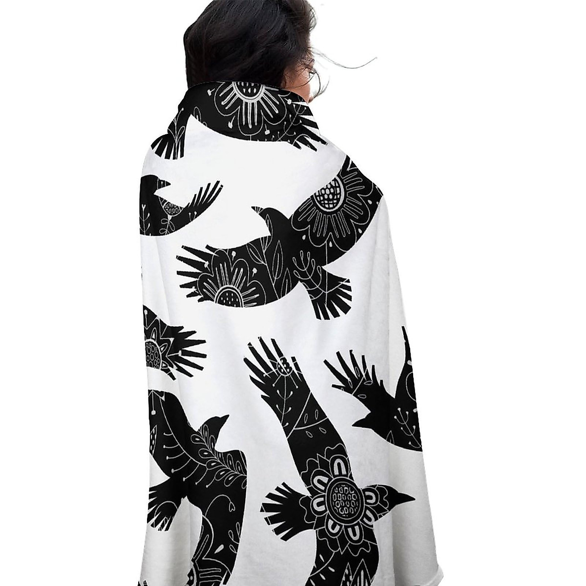 LAKIMCT Abstract Bird Round Blanket for Couch Bed Throw Blanket, Aesthetic Decorative Blanket for Travel Camping Comfy Blanket, 60 Inch