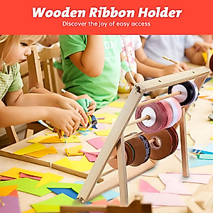 2PCS Ribbon Storage Racks, Wooden Ribbon Holders, Ribbon Storage Stands, Ribbon Rack Organizers for Gift Wrapping Paper, Cellophane, Vinyl Rolls, Arts and Crafts Items