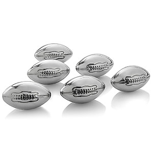 Football Whiskey Stones, Superbowl Chillers, Whiskey Rocks, By The Wine Savant Great for Parties or for Bar Use Tool, 6 Stones Rocks Cubes for Whiskey, Bourbon Vodka, Scotch