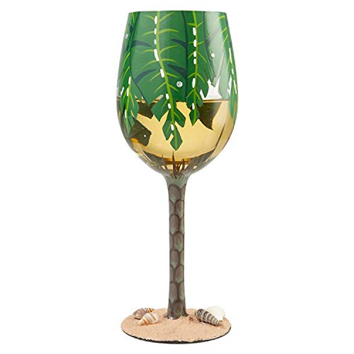 Enesco Designs by Lolita Palm Tree Artisan Wine Glass, 1 Count (Pack of 1), Multicolor