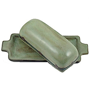 Mara Ceramic Stoneware Antique Green Butter Dish with Lid
