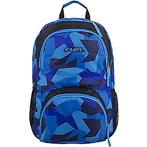 FUEL Spacious Backpack with Interior Laptop/Table Sleeve, Pacific Blue/JS Shapes Print