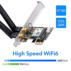 Cudy New AX3000 Wireless WiFi 6 PCIe Card for PC, Bluetooth 5.2, AX200, 3000Mbps WiFi 6 Speed, Bluetooth 5.2/5/4.2/4.0, 802.11ax/ac/a/b/g/n, Windows 11, 10, WE3000 V2