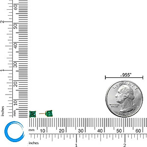 .30 carat tw Green Emerald Stud Earrings Square in 10K Yellow Gold 4MM by Lavari Jewelers